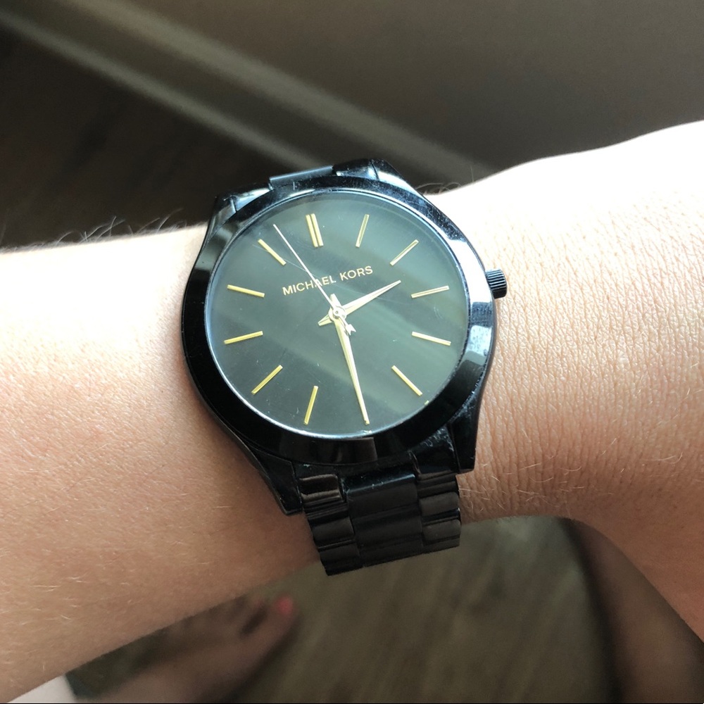 Michael Kors Slim Runway Black Watch - Gem